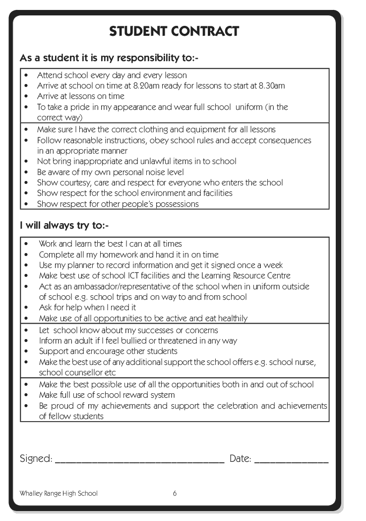 Home School Contract - WRHS