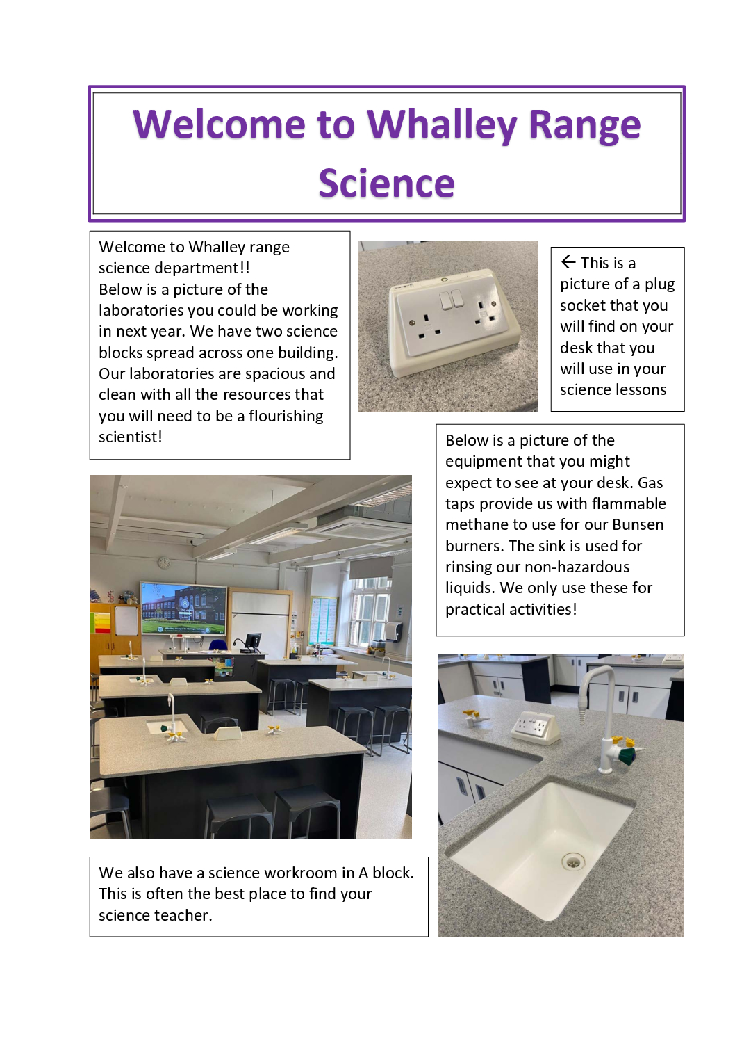 science department welcome - WRHS